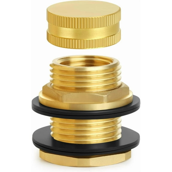 PLUMYHG-Brass Male Garden Hose Bulkhead Fitting With Plug, 1/2" Female ...