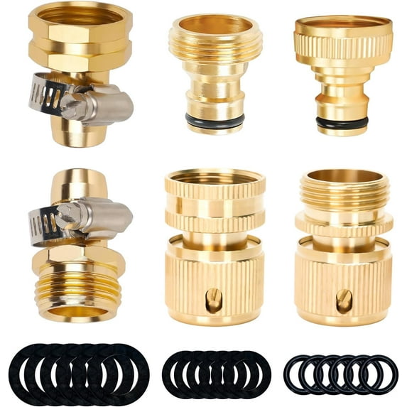 PLUMYHG-Garden Hose Repair Quick Connect Fittings, Brass Garden Hose ...