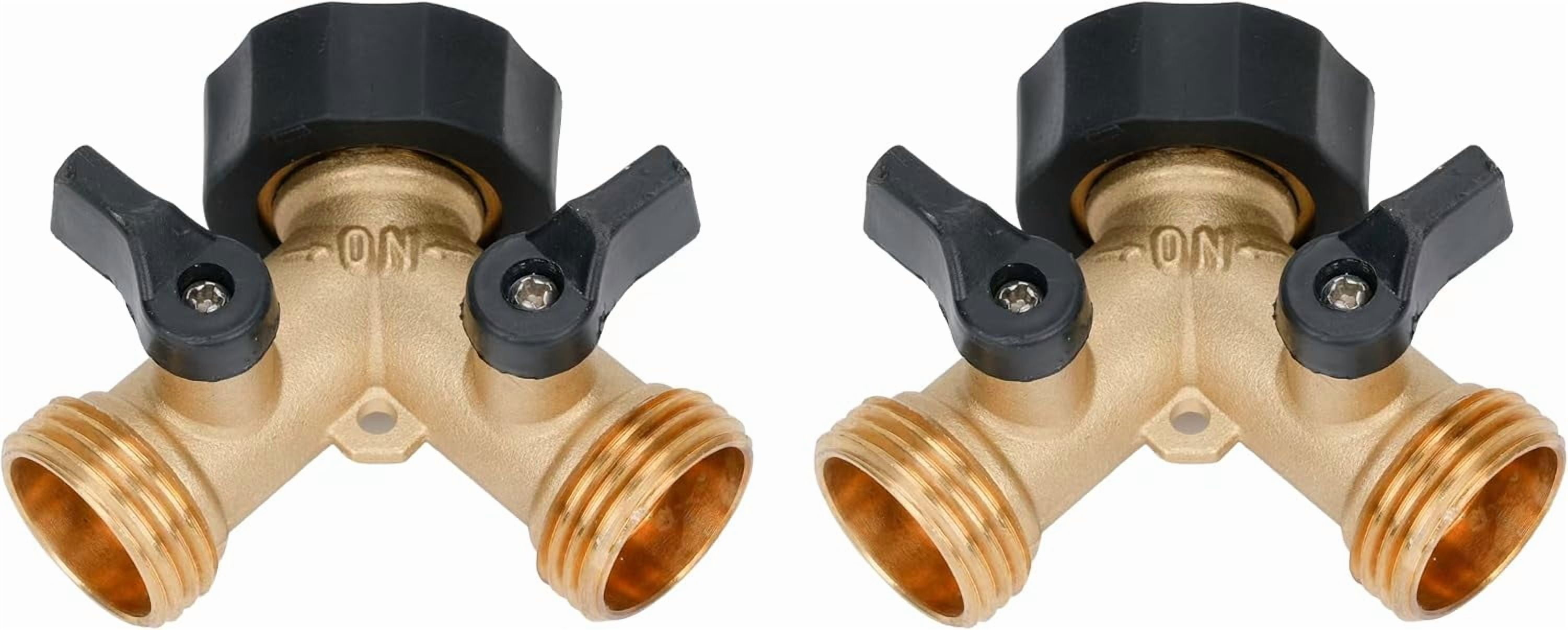 PLUMYHG-Garden Hose Splitter 2 Way 2 Pack Heavy Duty Brass, Outdoor ...