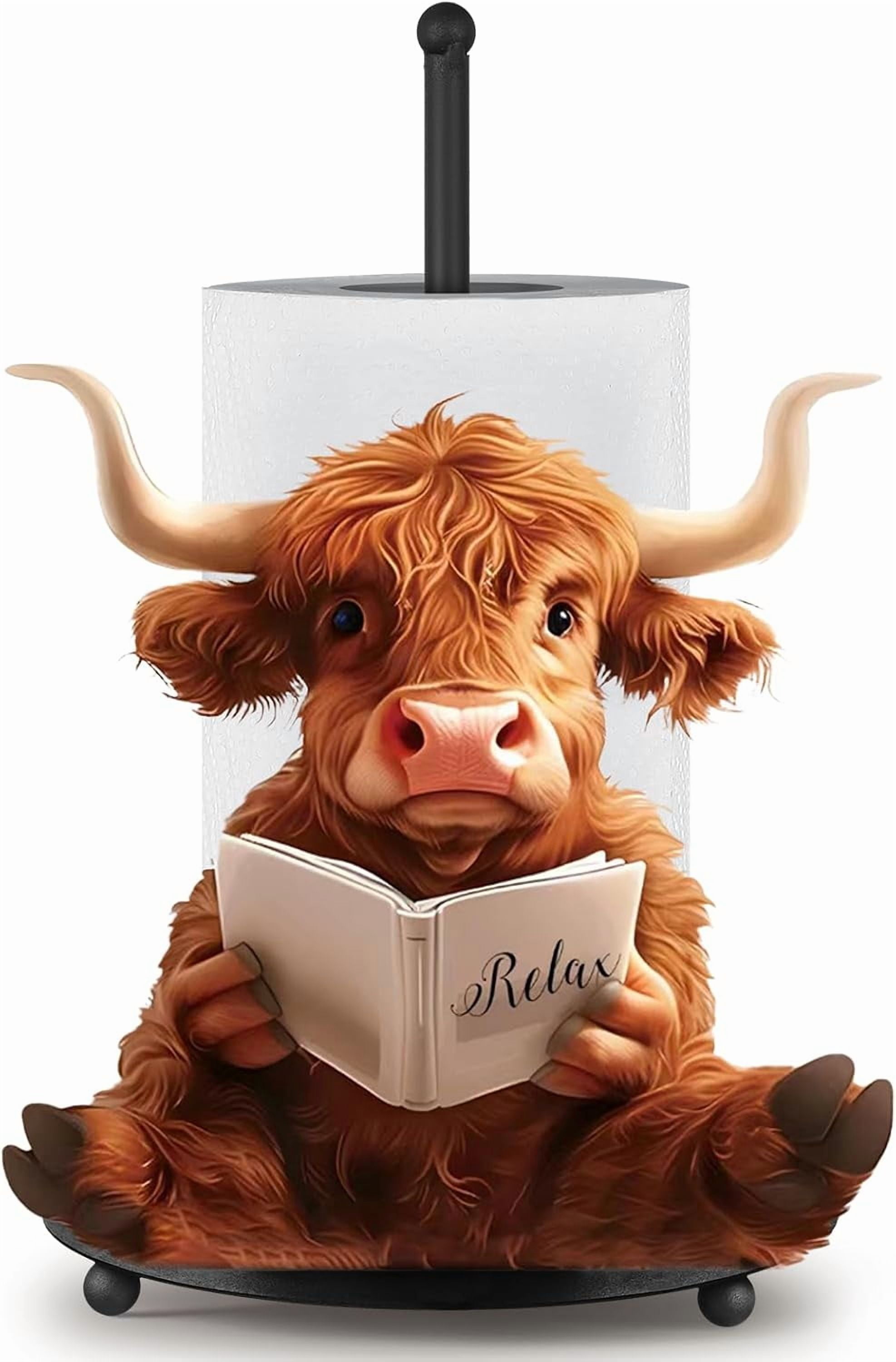 PLUMYHG-Highland Cow Paper Towel Holder Countertop Kitchen Decor and ...