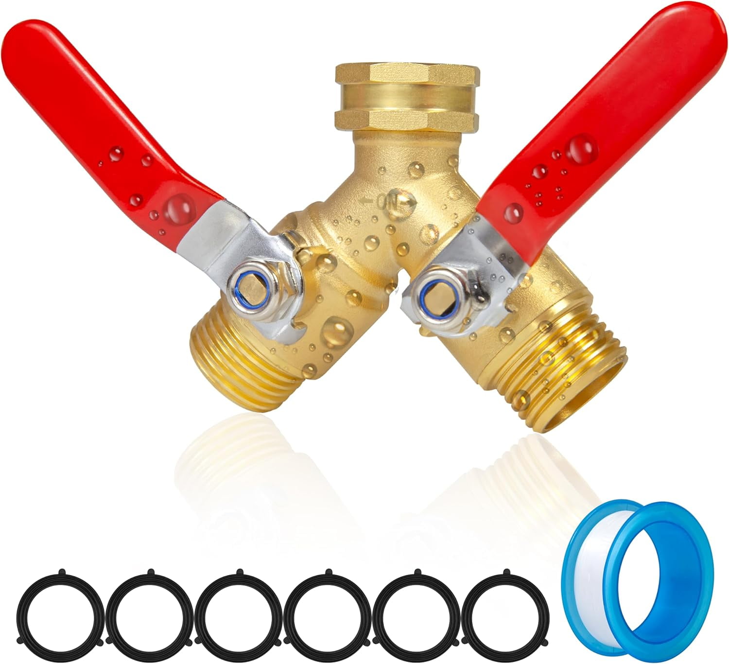 PLUMYHG-Hose Splitter 2 Way Heavy Duty, Upgrade Full Flow Brass Garden ...