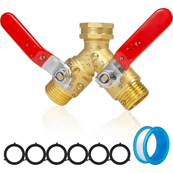 PLUMYHG-Hose Splitter 2 Way Heavy Duty, Upgrade Full Flow Brass Garden ...