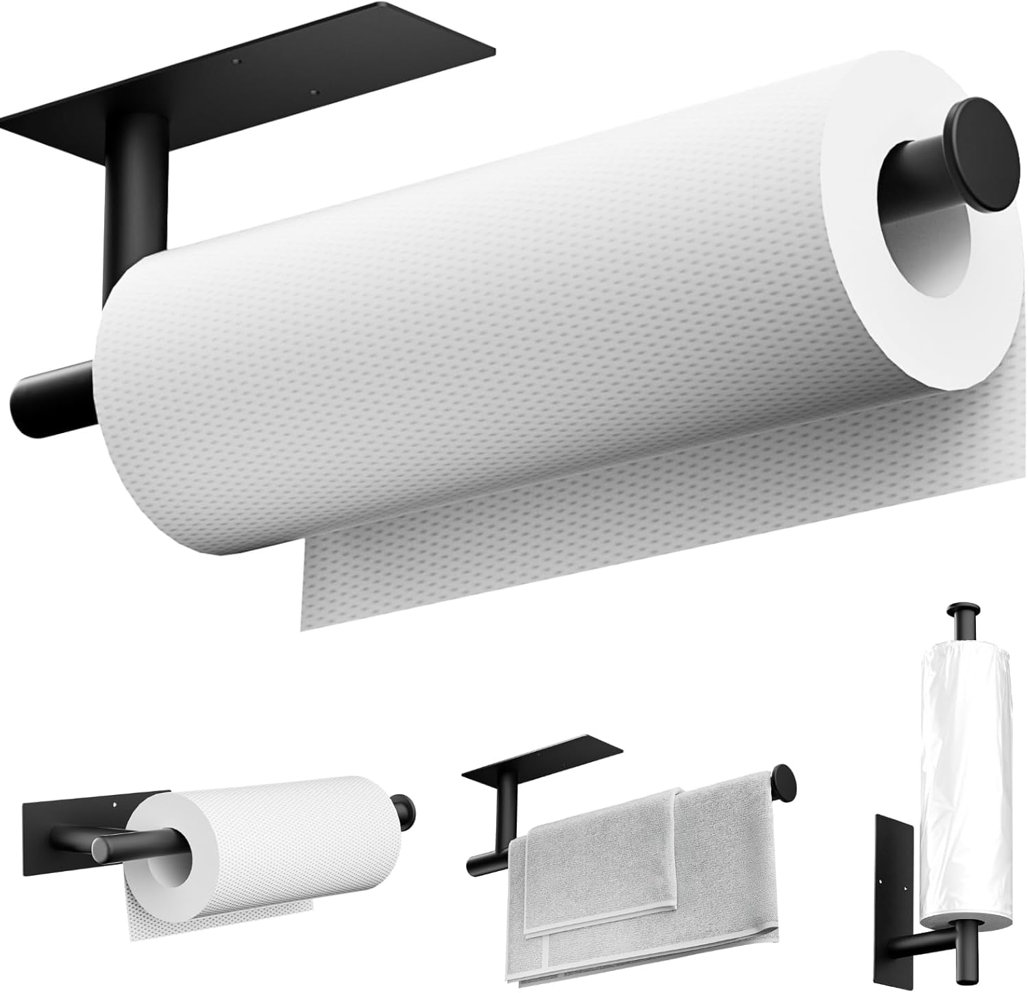 PLUMYHG-Kitchen Paper Towel Holder - Under Cabinet Stick-on Towel Rack ...