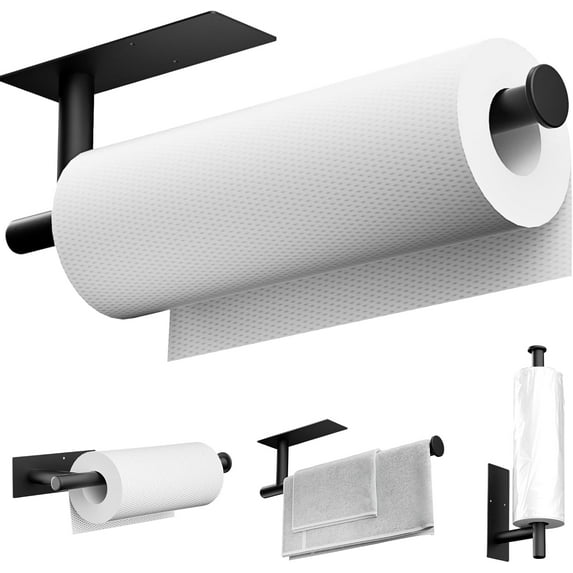 PLUMYHG-Kitchen Paper Towel Holder - Under Cabinet Stick-on Towel Rack ...