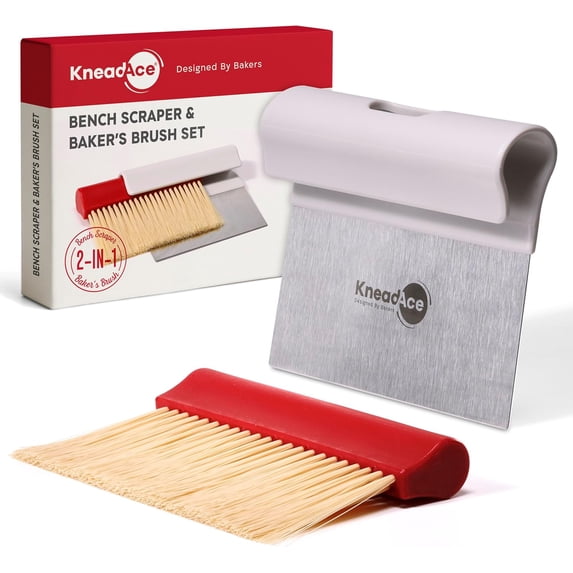 PLUMYHG-KneadAce Dough Scraper & Baker‘s Brush Set. Stainless Steel ...