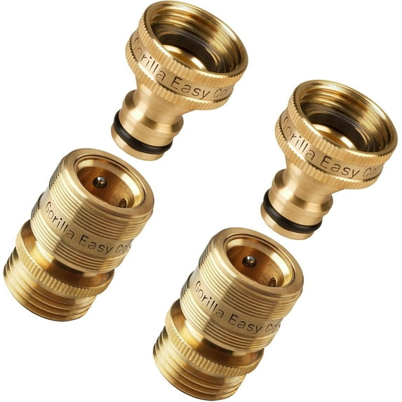 PLUMYHG-Locking Garden Hose Quick Connect Fittings. 3/4 Inch GHT Solid ...