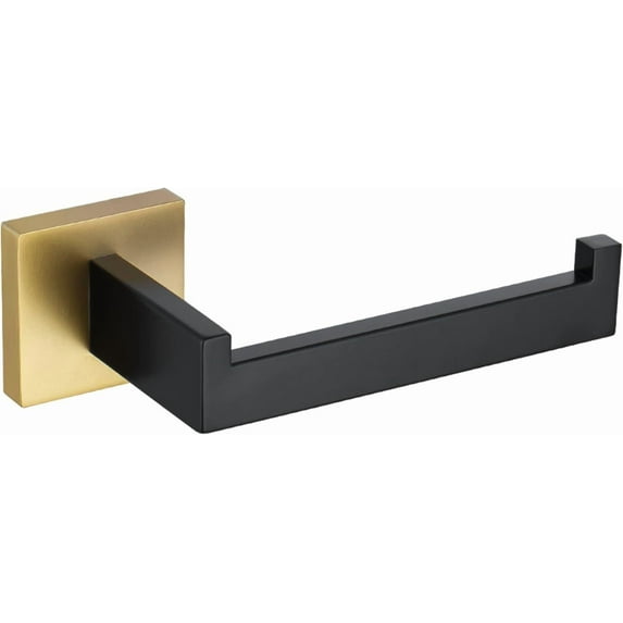 PLUMYHG-Matte Black and Brushed Gold Toilet Paper Holder SUS304 ...
