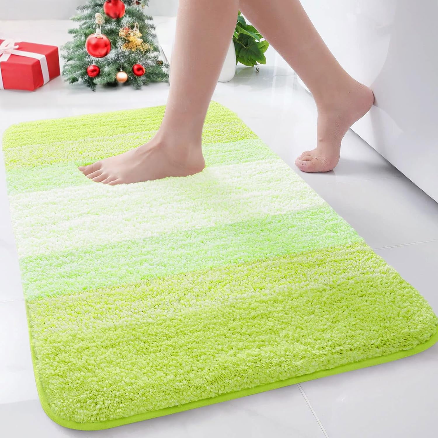 PLUMYHG-Microfiber Bathroom Rugs, Shaggy Soft and Absorbent Contour ...