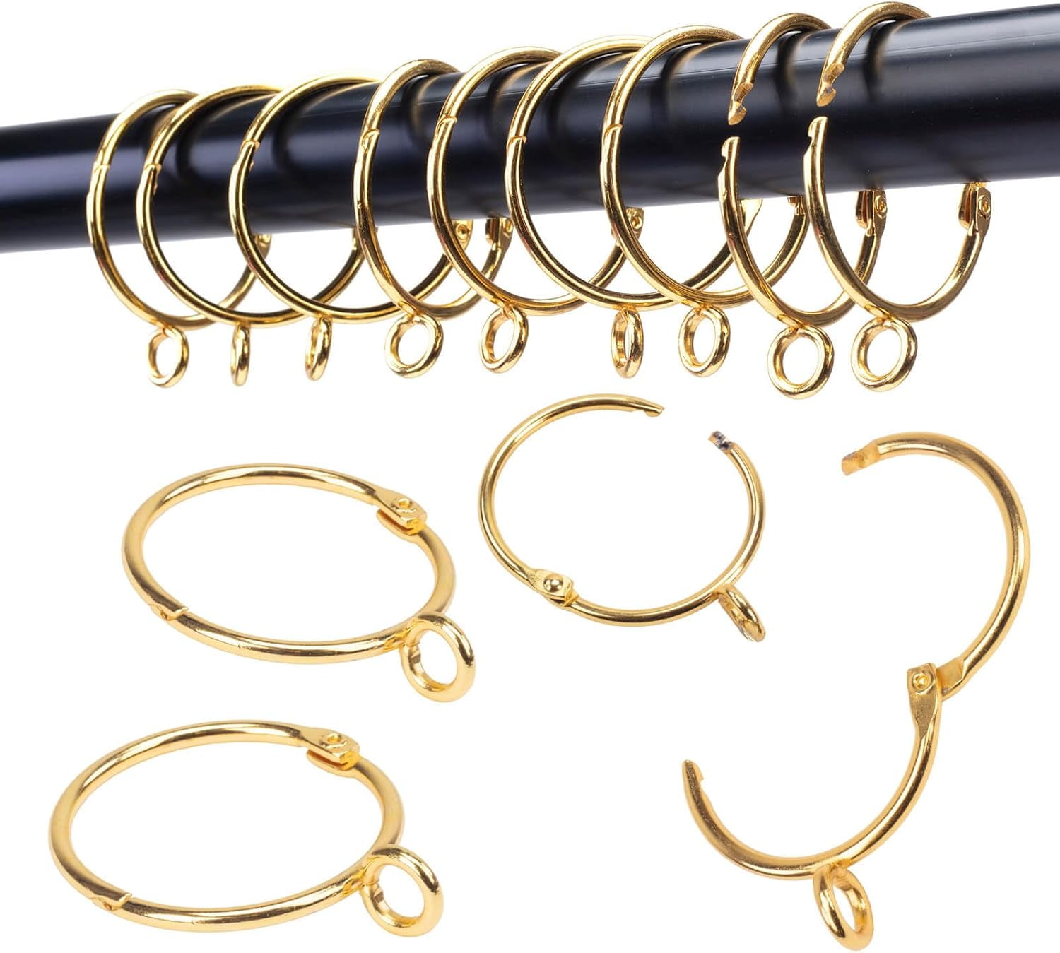 PLUMYHG-Openable Curtain Rings with Eyelet,24PCS Curtain Rings,Drapes ...