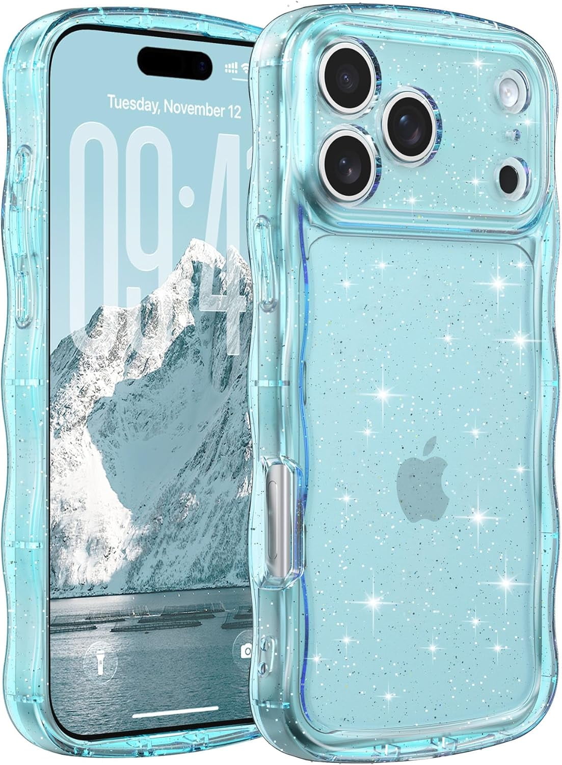 PLUMYHG-Phone Case for iPhone 17 Pro Max,Cute Clear Curly Wavy Frame ...