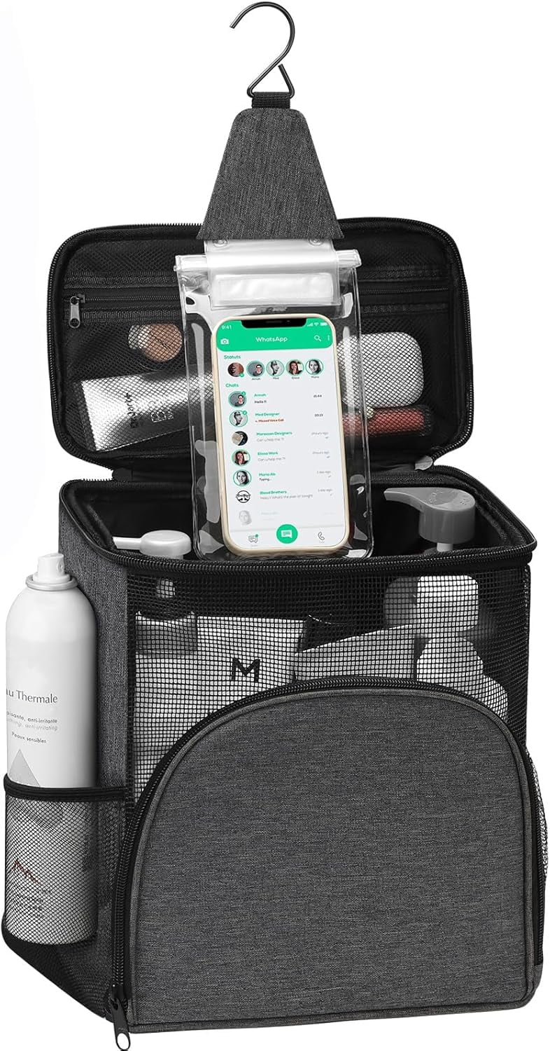 PLUMYHG-Portable Shower Caddy Toiletry Organizer - Hanging Toiletry Bag ...