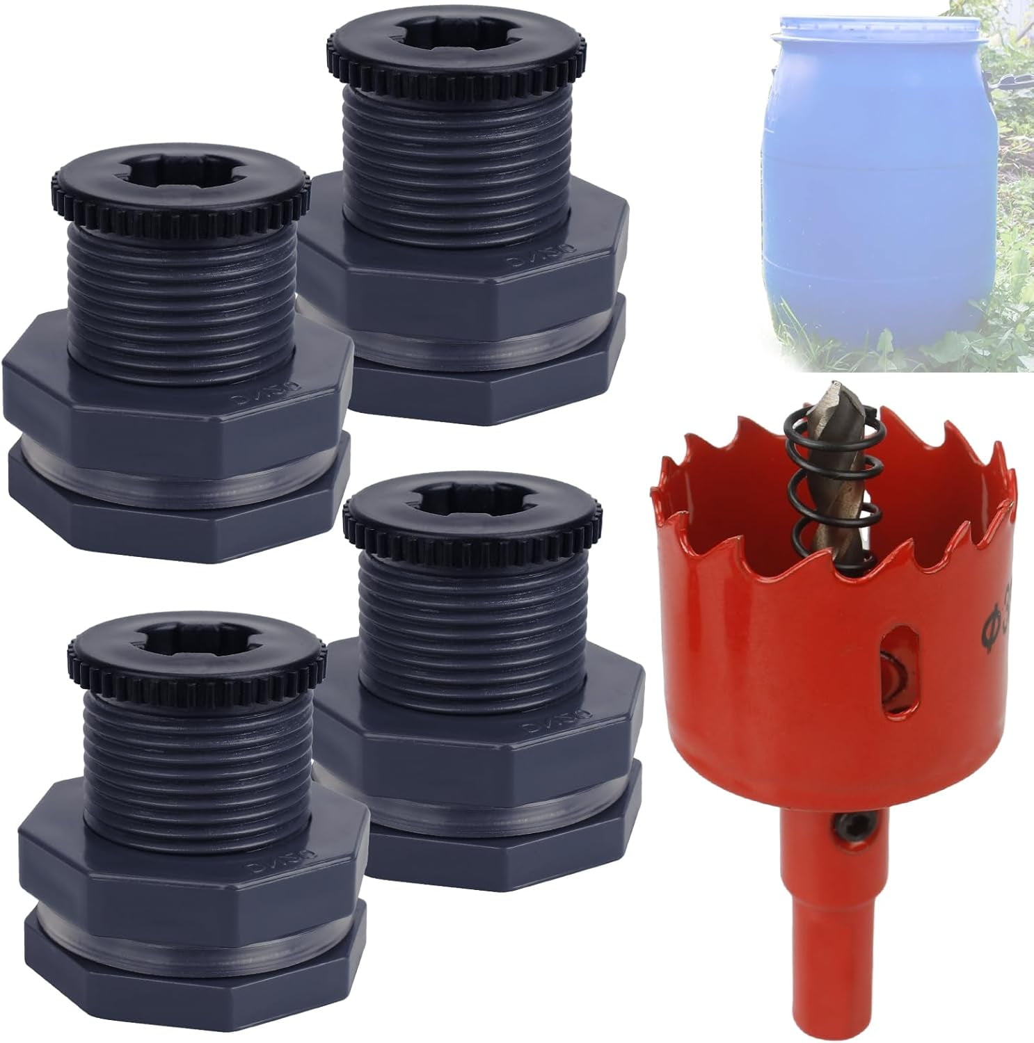 PLUMYHG-Rain Barrel Spigot Connector fit for Water Barrel 3/4" Bulkhead ...