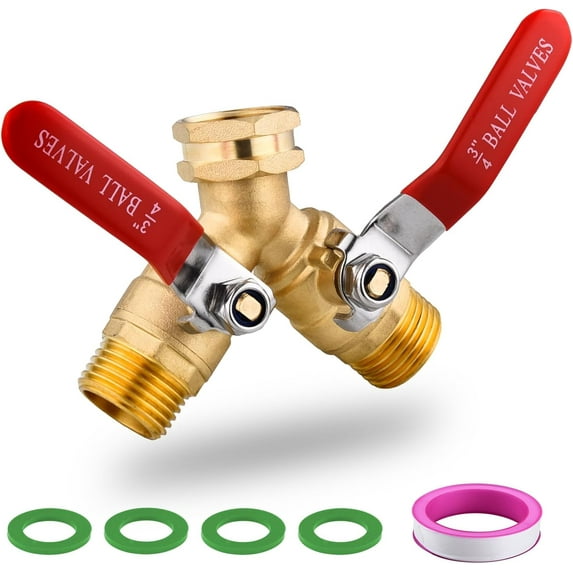 PLUMYHG-Solid Brass Garden Hose Splitter 2 Way Heavy Duty, Full Flow Y ...