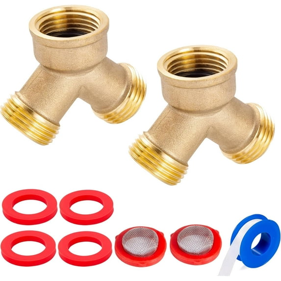 PLUMYHG-Solid Brass Lead-Free Body Backyard 2 Way Y Valve Garden Hose ...