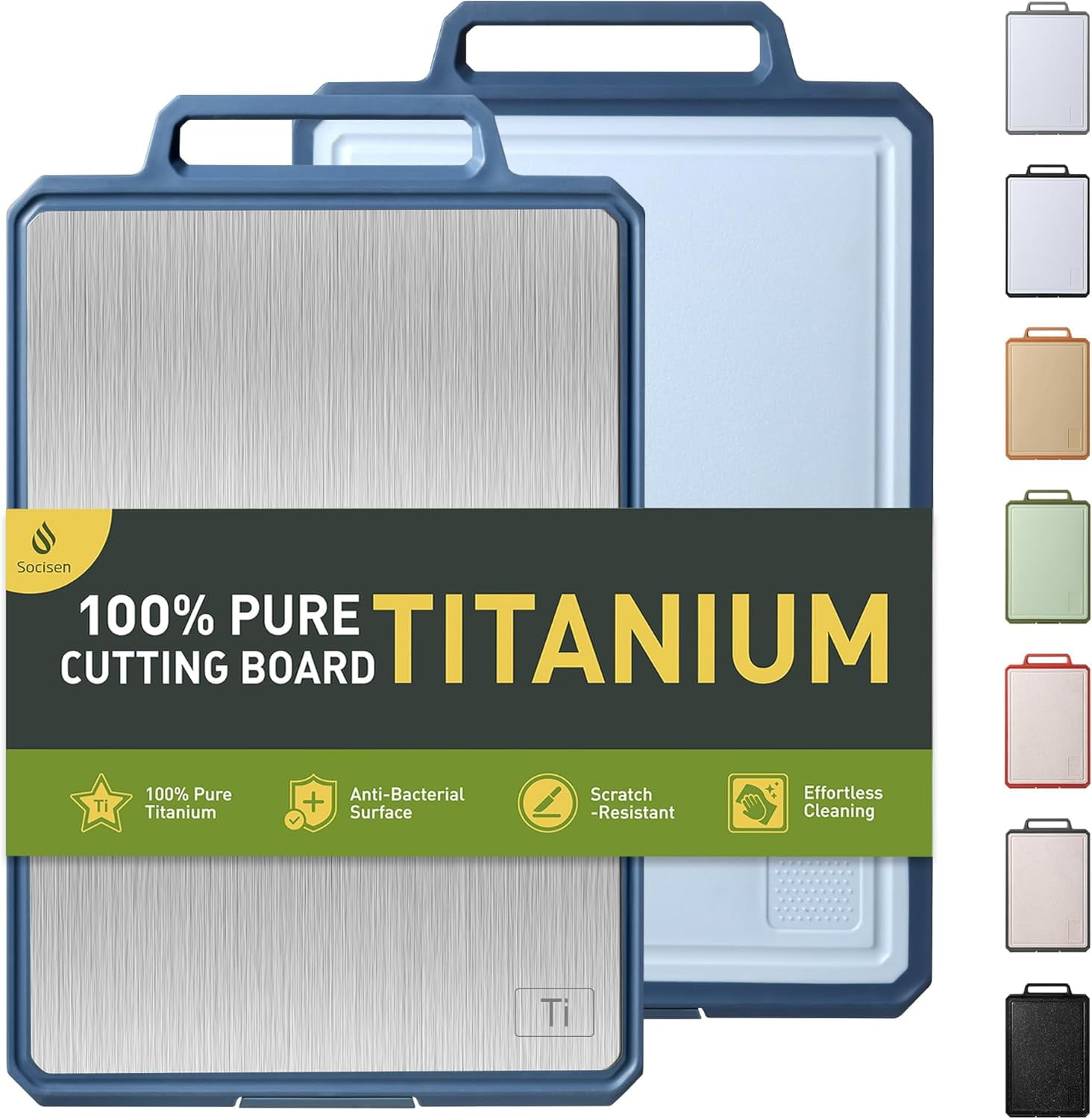 PLUMYHG-Titanium Cutting Boards for Kitchen Chopping Board with Handle ...