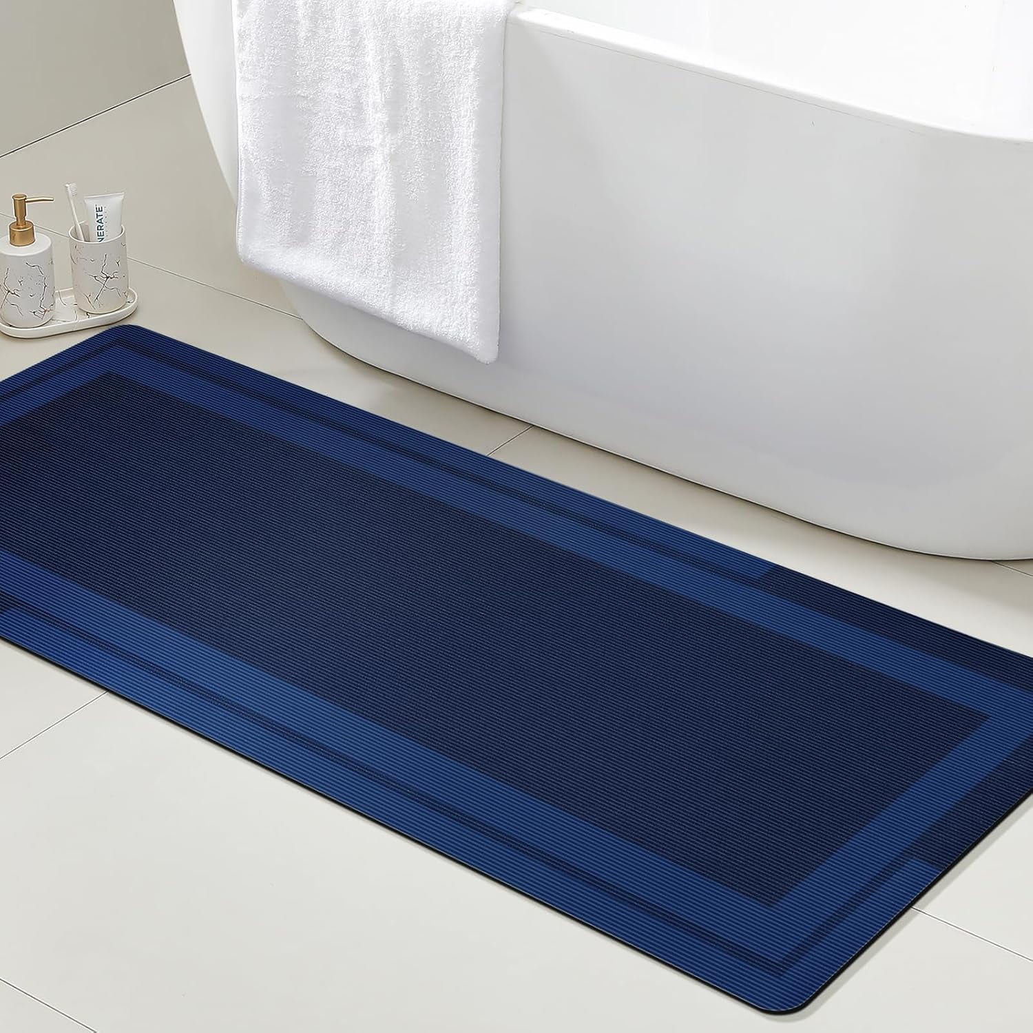 PLUMYHG-Ultra Thin Bath Mat, Upgrade Backing Non Slip Thin Bath Mats ...