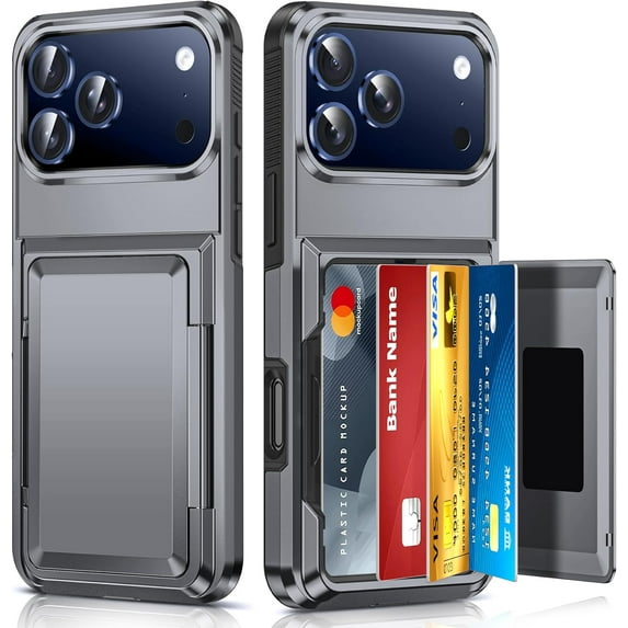 PLUMYHG-for iPhone-17-Pro-Max Case Wallet, Grey Card Holder for i Phone ...