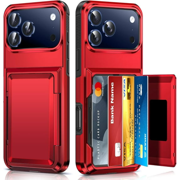 PLUMYHG-for iPhone-17-Pro-Max Case Wallet, Red Card Holder for i Phone ...