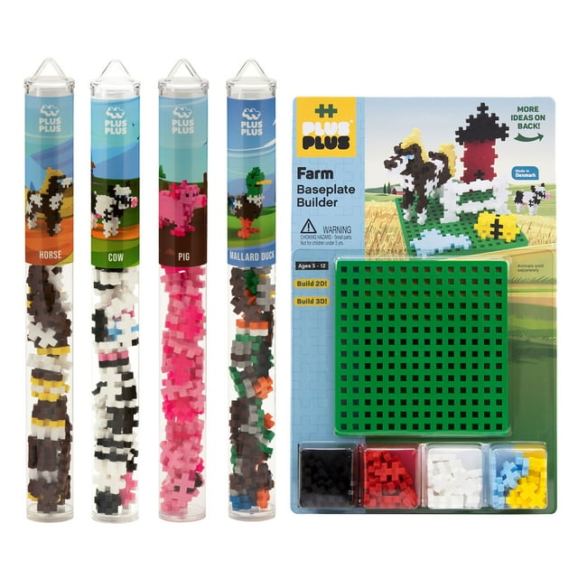 Free Shipping! PLUS PLUS - Farm 5 Piece Playset Bundle, Baseplate & 70 ...