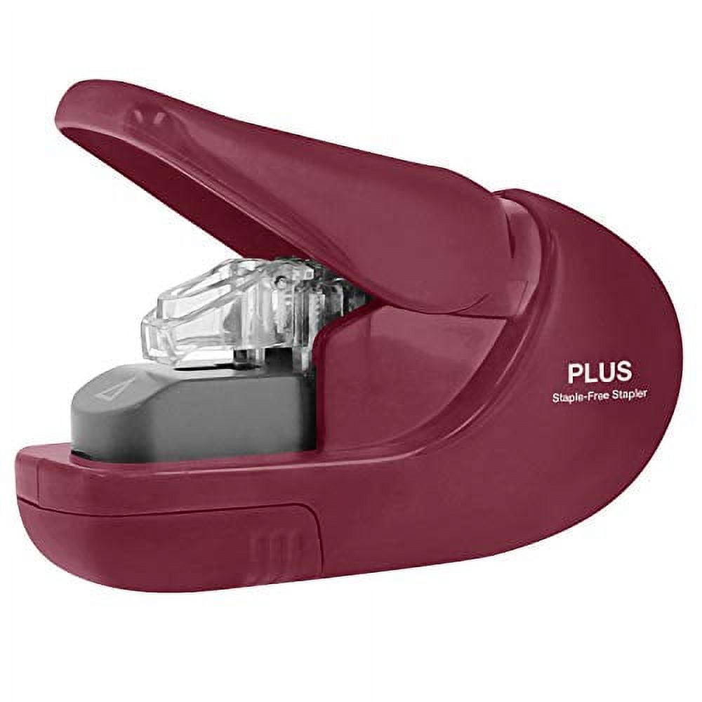 PLUS Paper Clinch Compact Staple Free Staple Burgundy Wine - Walmart.com