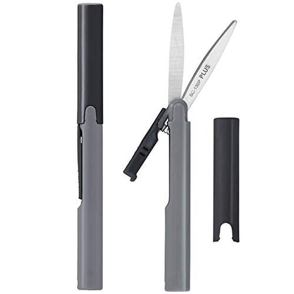 PLUS Pen Style Compact Twiggy Scissors with Cover 2-Pack Charcoal ...
