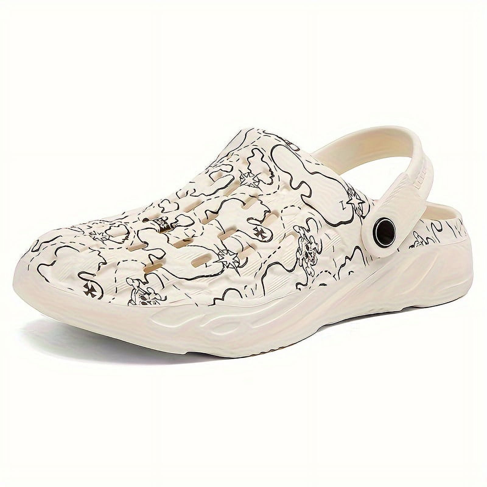 PLUS SIZE Men's Creative Pattern Print Clogs, Slip-on Closed Toe ...