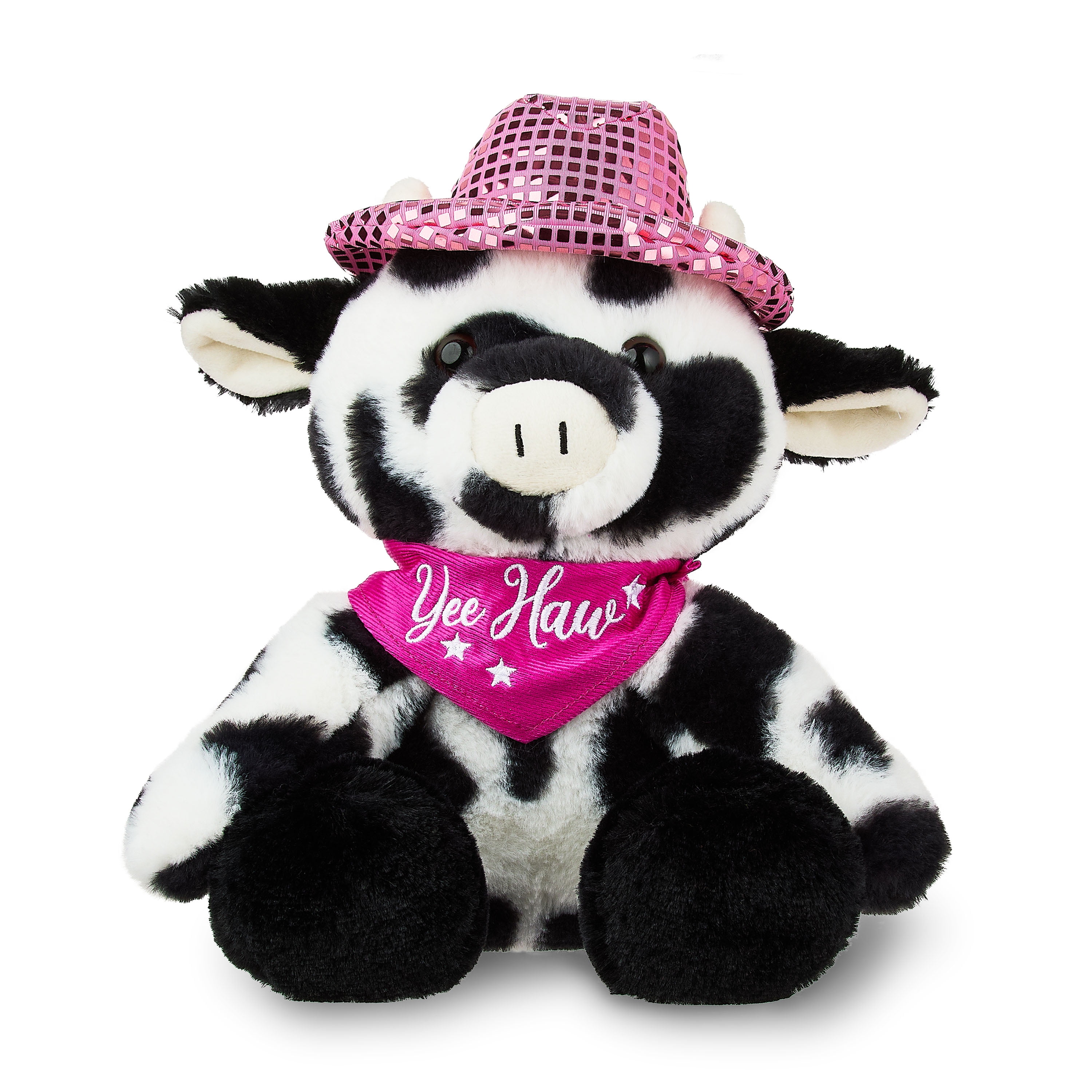 Way To Celebrate Cow Plush Toy with Bandana and Disco Cowboy Hat, Black ...
