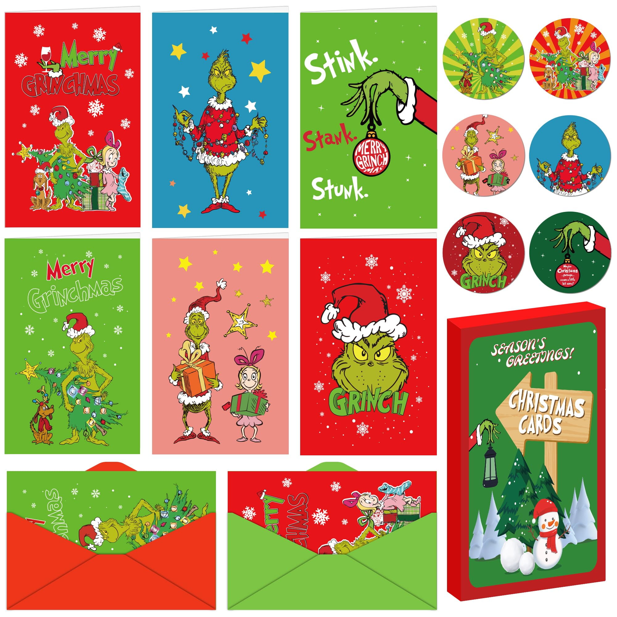 PLUSHSPACE Set of 30 Merry Christmas Cards,6 Assorted Designs Christmas ...