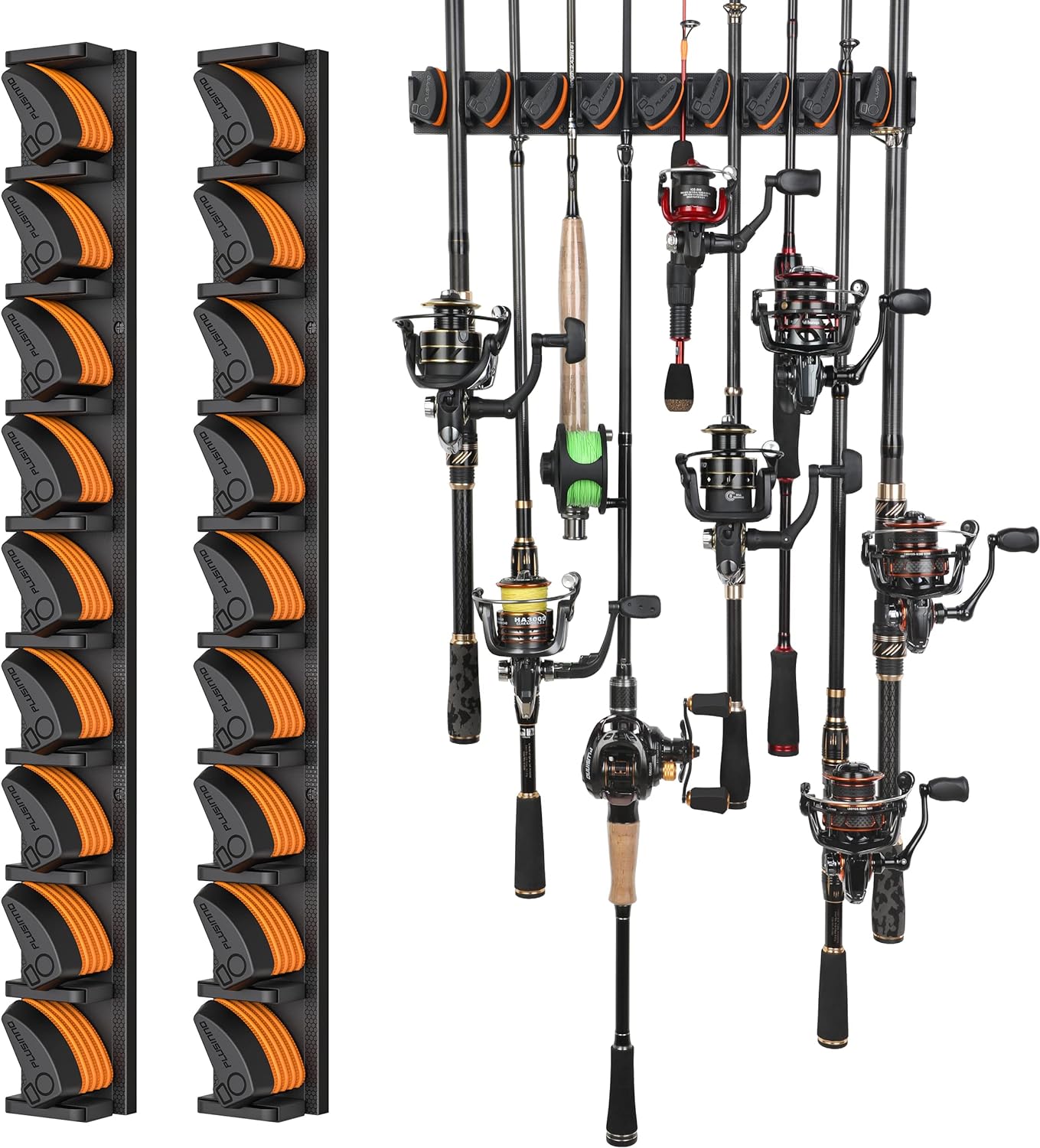 PLUSINNO V9 Vertical Fishing Rod Holders, 2 Packs Wall Mounted Fishing ...