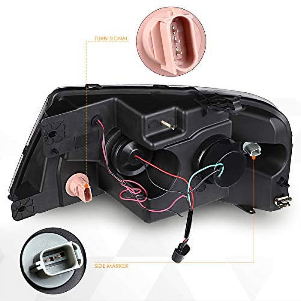 PM PERFORMOTOR LED DRL Black Amber 3D Projector Headlights With LED DRL Day Running light ...