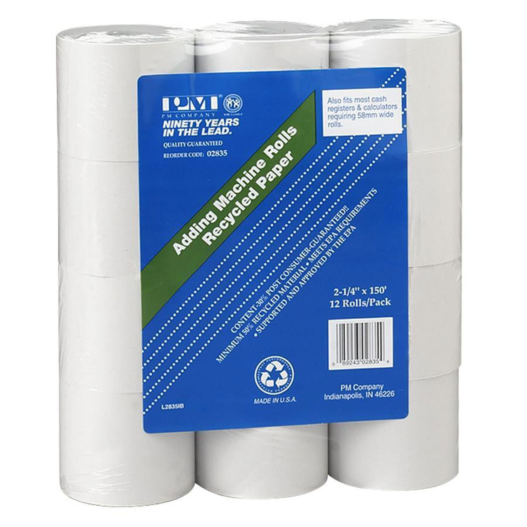 PM, PMC02835, Recycled Add Rolls, 12 / Pack, White - Walmart.com