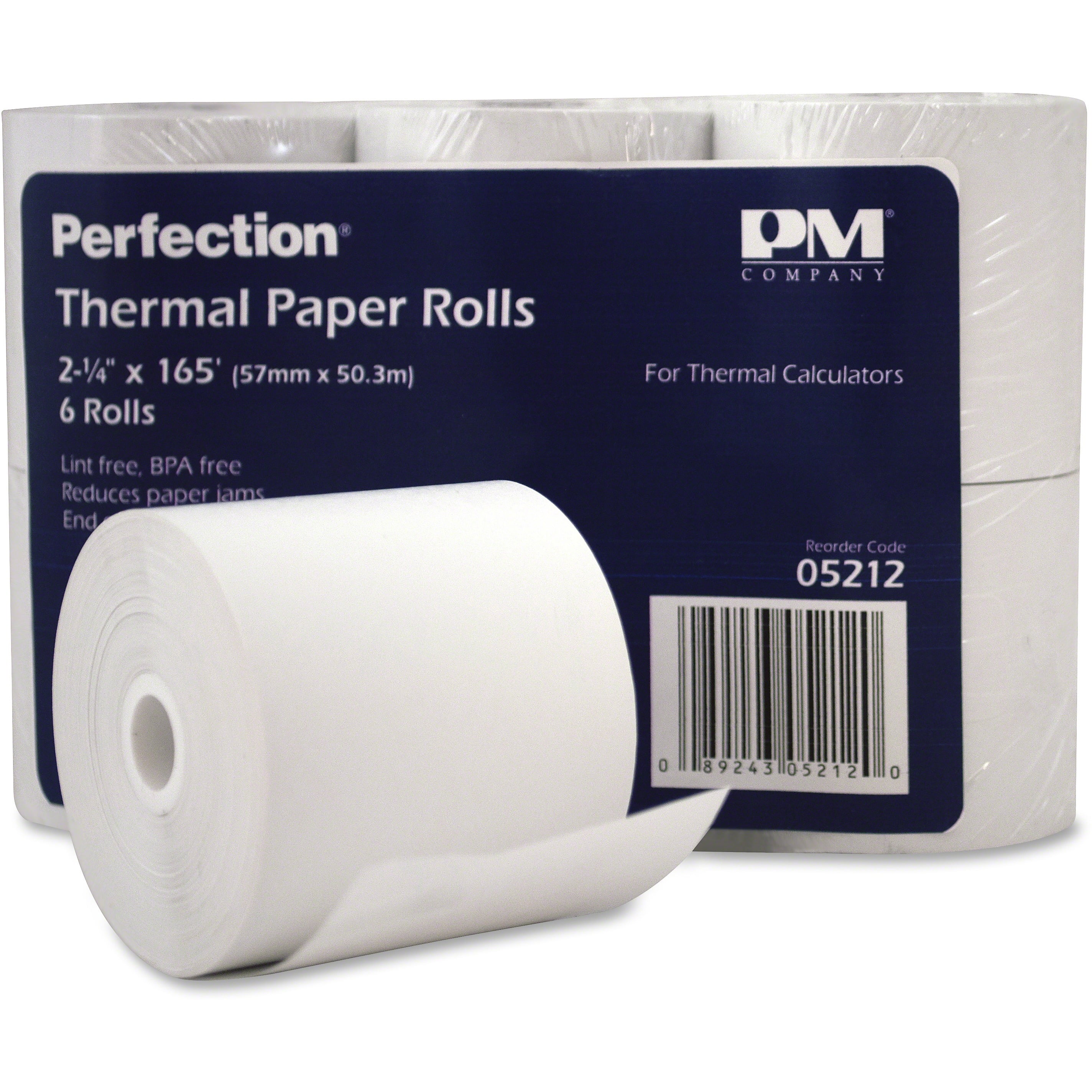 PM, PMC05212, Thermal Print Cash Register/ATM Rolls, 6 / Pack, White ...