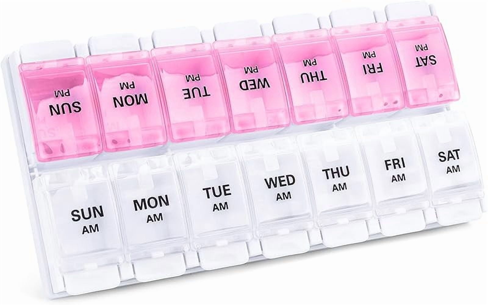 AM PM Weekly Pill Organizer 2 Times A Day, Large Daily Pill Box Case 7 ...