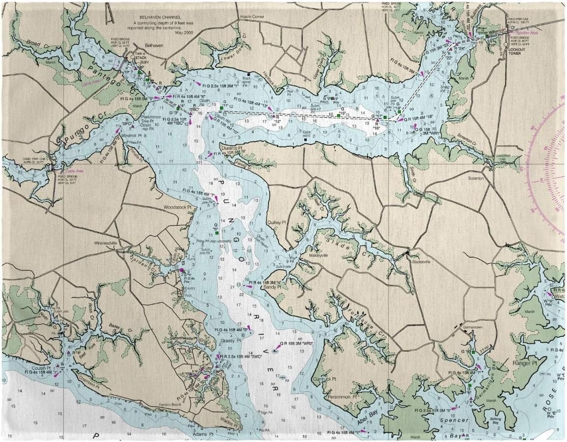 PM11548PR 14 x 18 in. Pungo River44; NC Nautical Map Place Mat - Set of ...