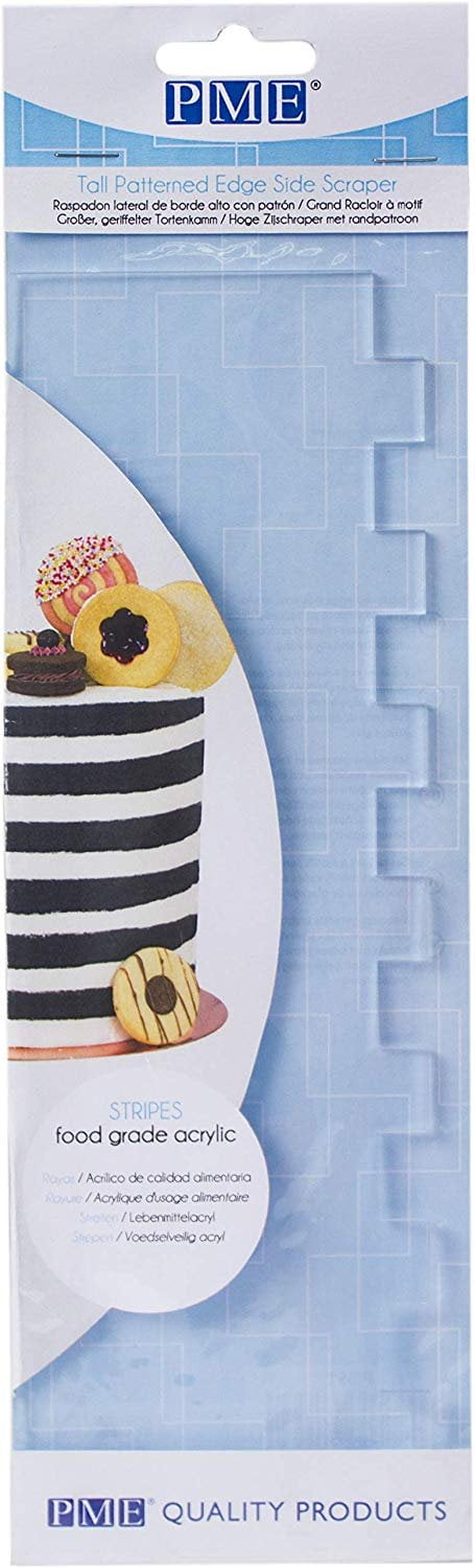PME PS61 Tall Patterned Edge Side Scraper for Cake Decorating-Stripes ...