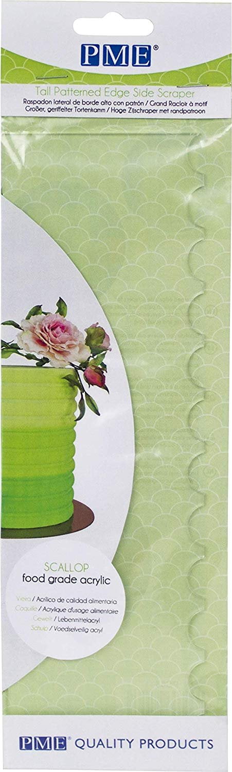 PME PS64 Tall Patterned Edge Side Scraper for Cake Decorating-Scallop ...