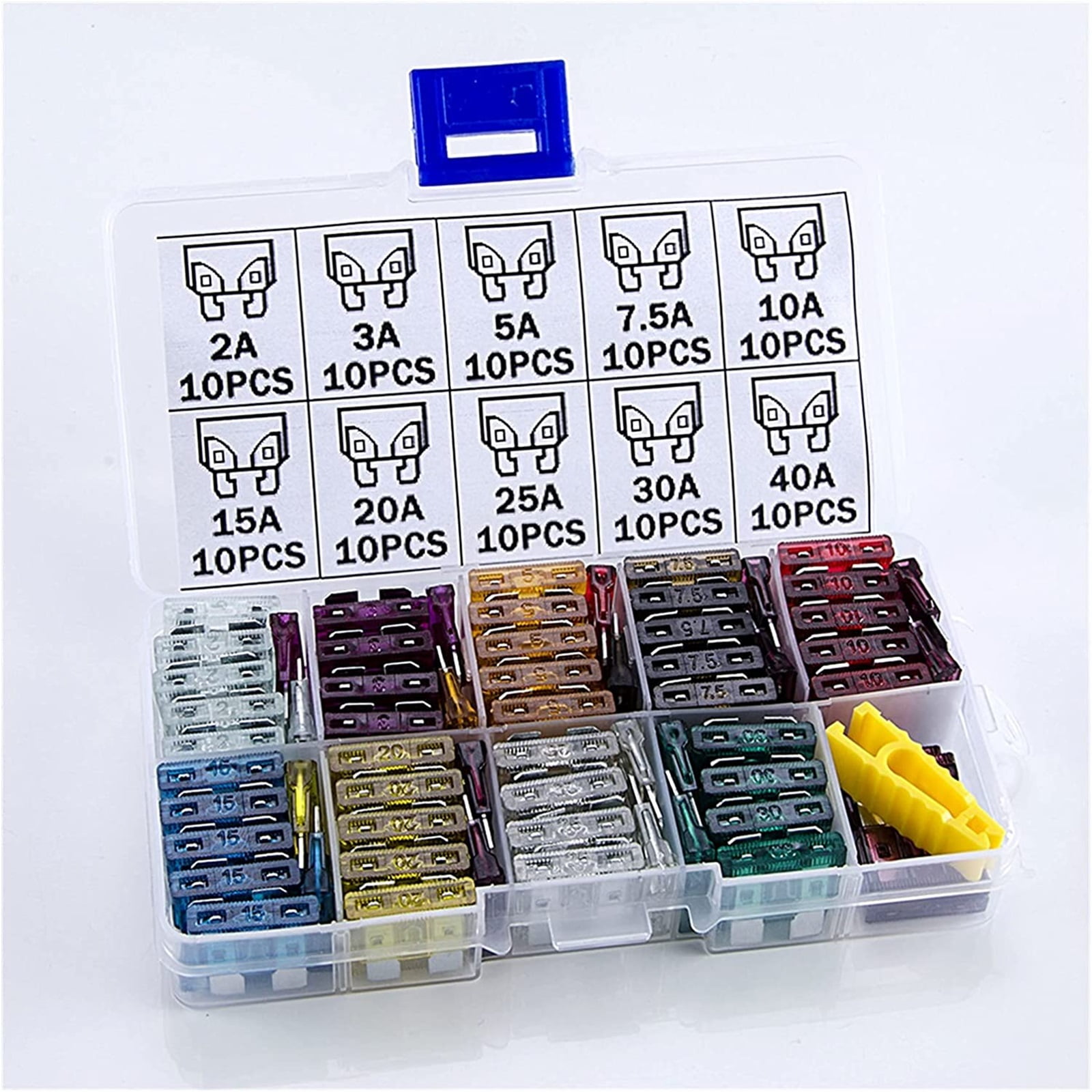 PMFC 100pcs Medium Car Fuses 2A 3A 5A 7.5A 10A 15A 20A 25A 30A 40A ...