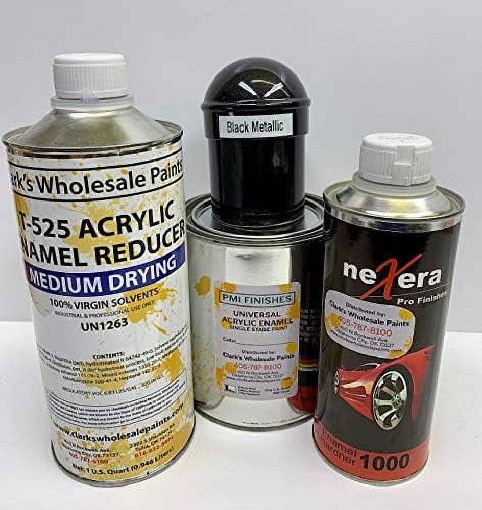 PMI Acrylic Enamel Single Stage Paint (Quart Kit, Black Metallic ...