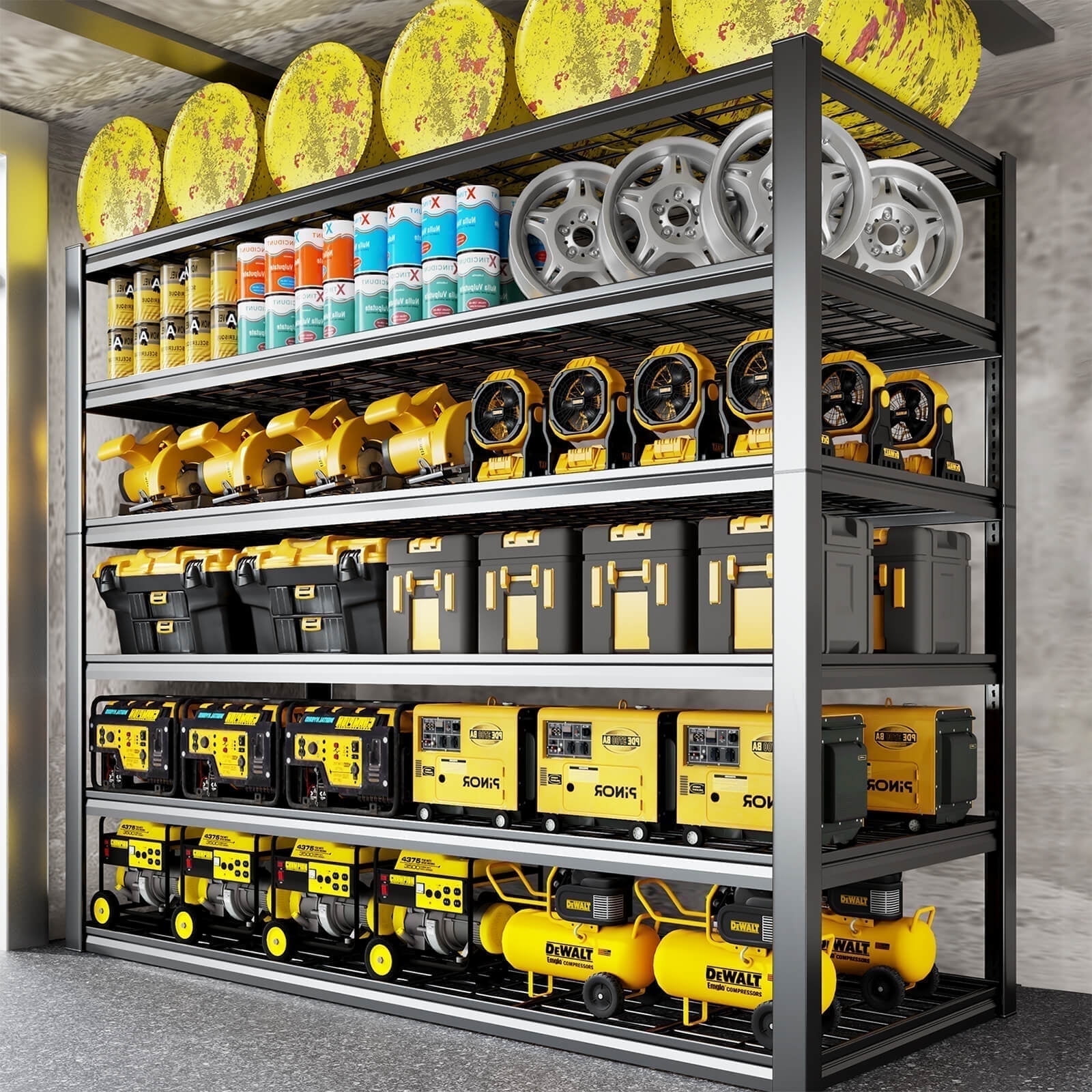 PMKES 50" W Garage Shelving 6 Tier Heavy Duty Storage Shelves 3000LBS ...