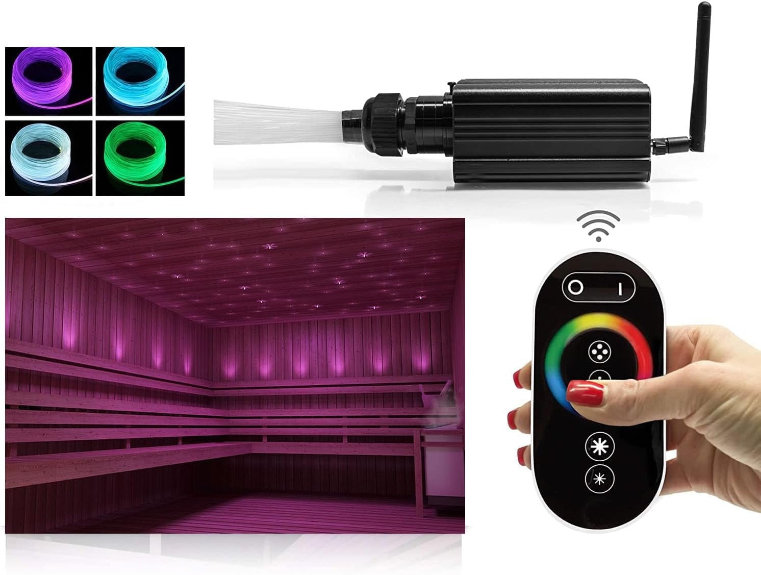 PMMA LED fiber light, 16 W, RGBW starry sky LED decorative light for ...