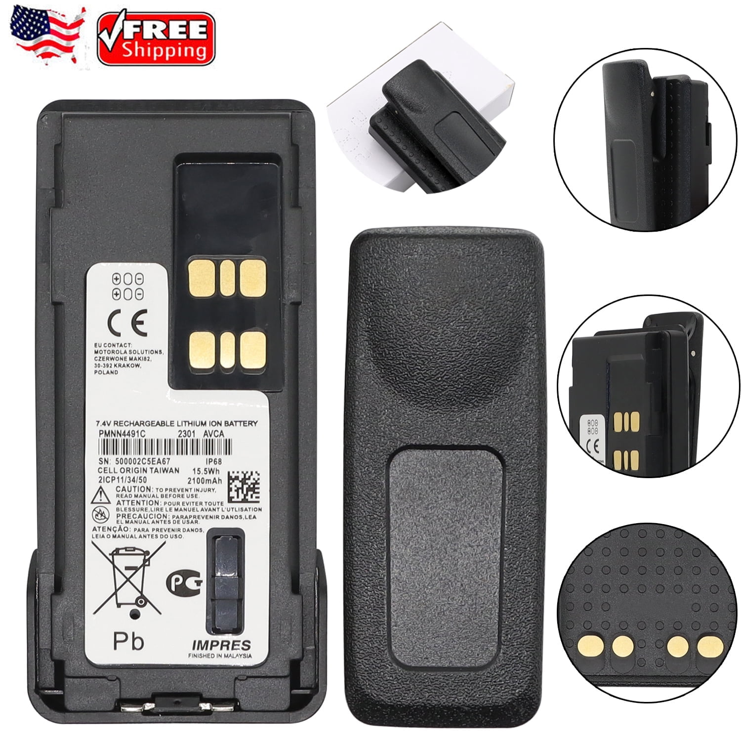 PMNN4491CC IMPRES Li-Ion Battery for MOTOROLA XPR7550 XPR3500 XPR3300 ...