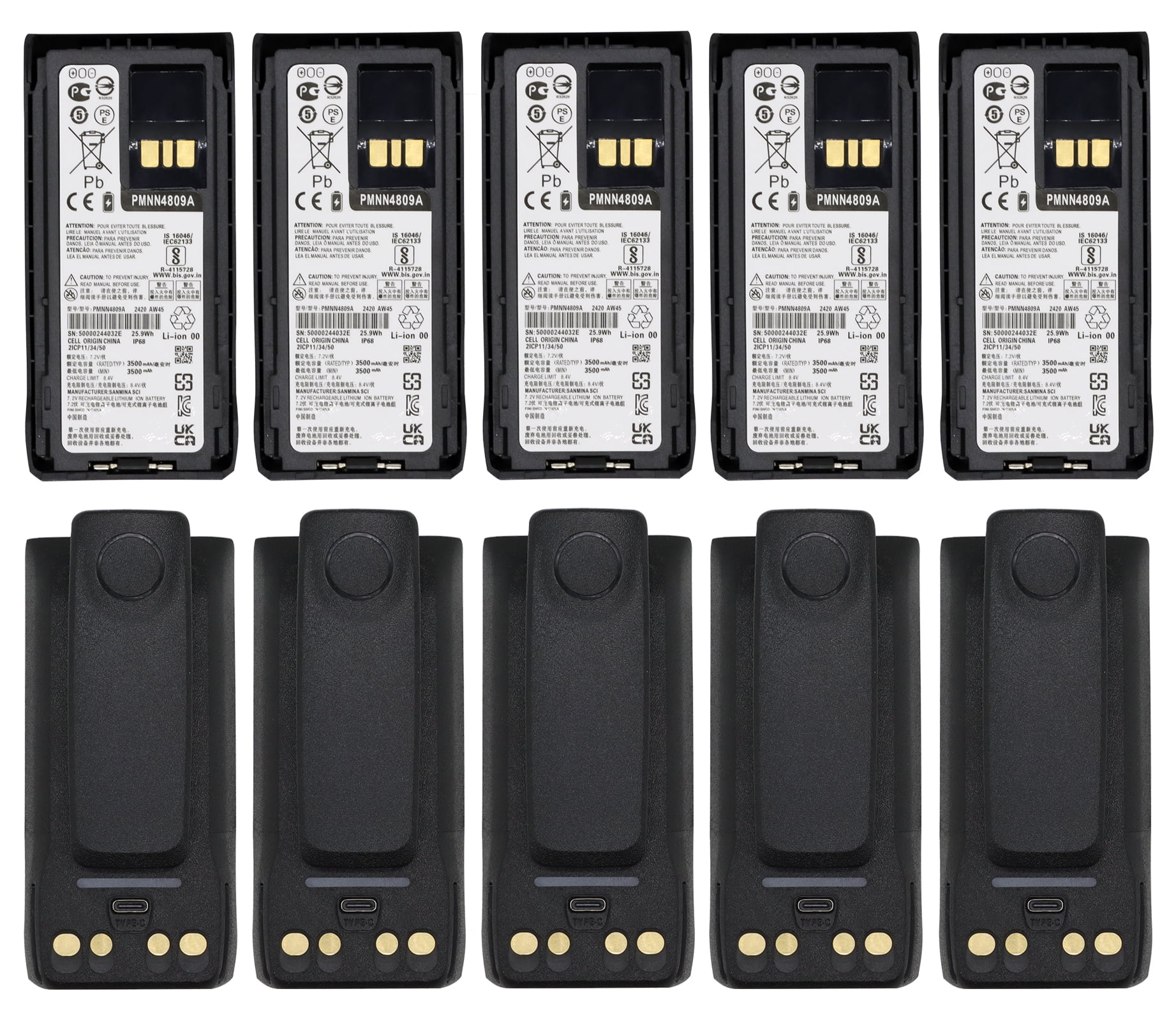 PMNN4809A USB-C Charging Port Battery 3500mAh Compatible For Motorola R7 Walkie Talkies PMNN4807 ...