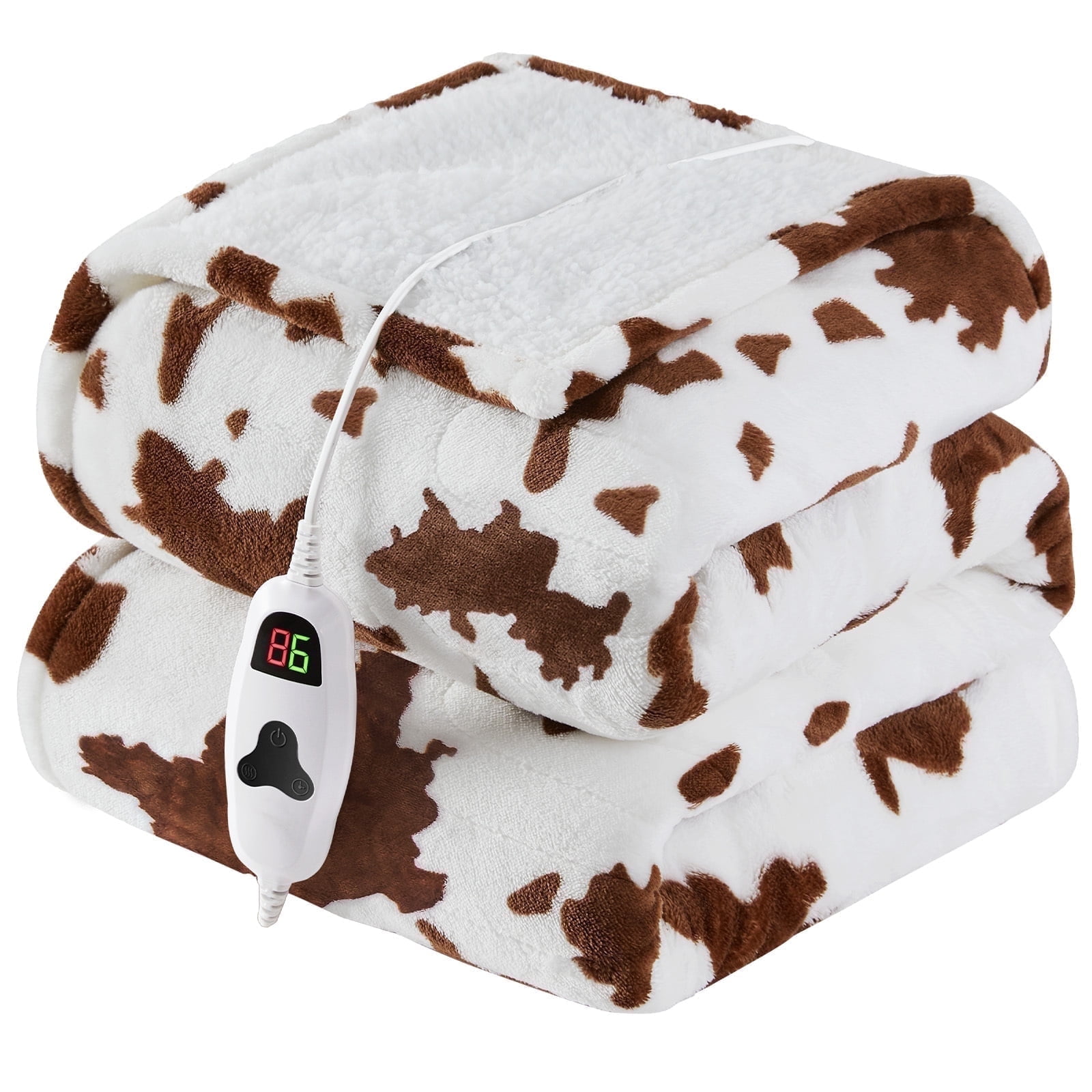 PMONPA Cow Heated Electric Blanket, Heating Blanket with 10 Heat Levels ...
