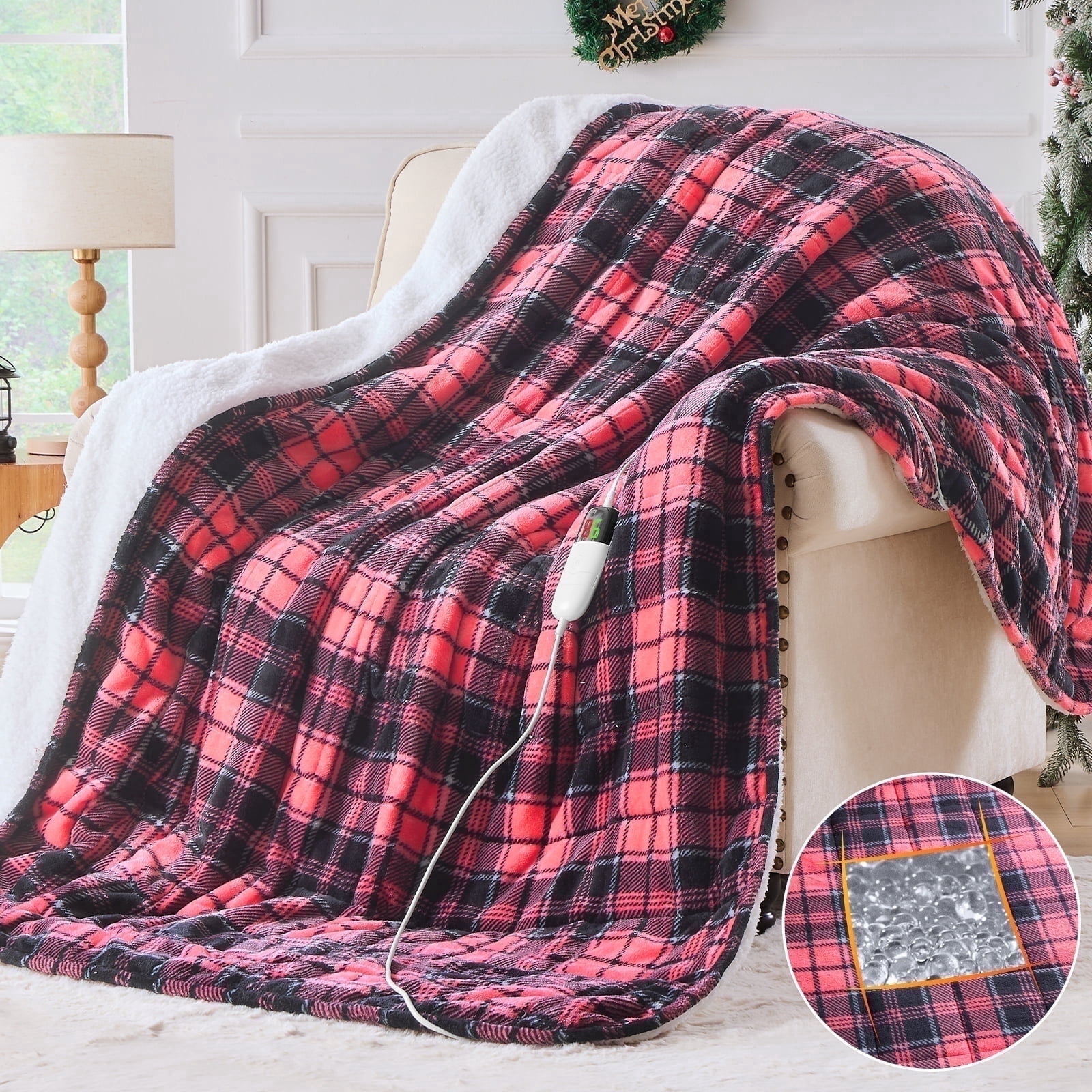 PMONPA Heated Weighted Blanket, Soft Electric Throw Blanket for Adults ...