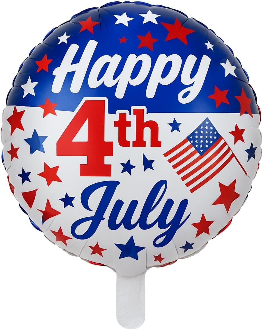 PMU 18 inch Patriotic "Happy 4th of July" Round Foil Balloons 4th of ...