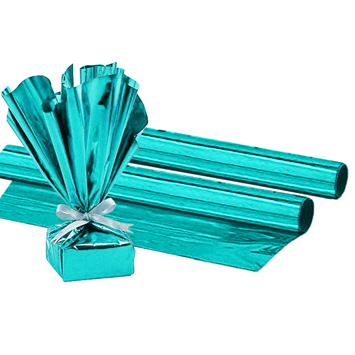 PMU 2 Pcs Gift Wrap Mylar Roll Metallic Turquoise 2-sided, 24 Inches X ...