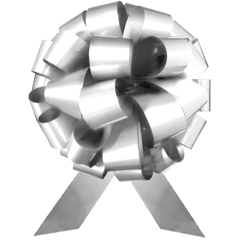 PMU 24in Giant Holiday Pull-Bow White Laquer Big Gift Wrapping Bow for ...