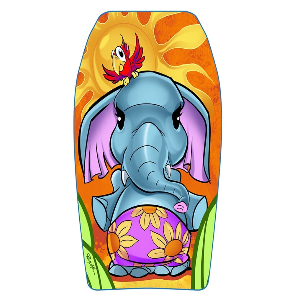 PMU 26 Inch Elephant Printed Bodyboard - Lightweight Wrist Leash Slick ...