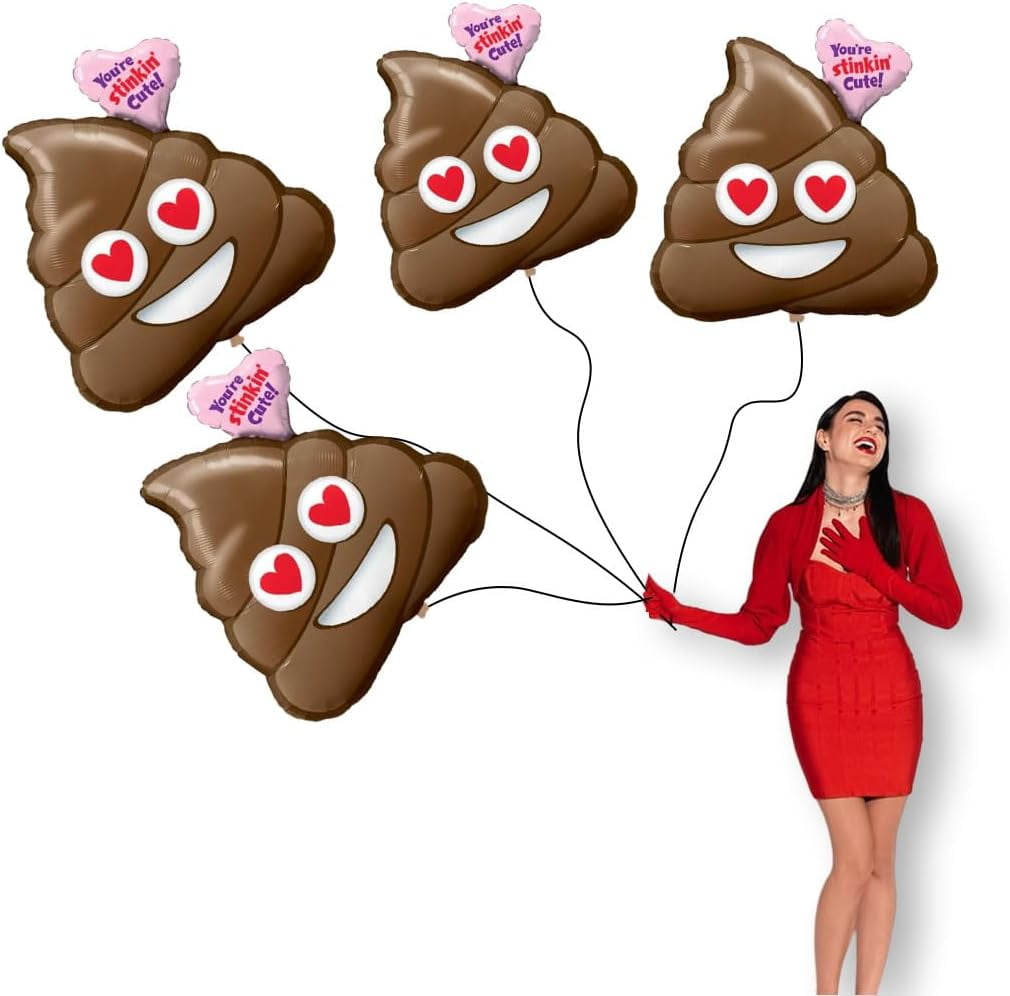 PMU 4 Pieces 31 Inches Valentine's Day Balloons,Huge Poop Balloons ...