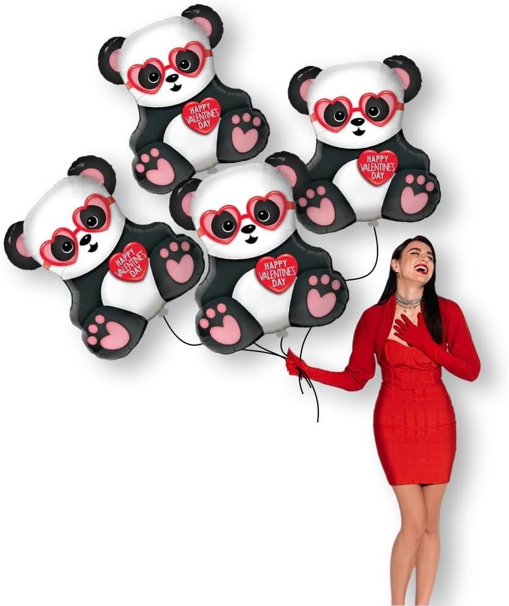 PMU 4 Pieces 32 Inches Valentine's Day Balloons, Giant Panda Balloons ...